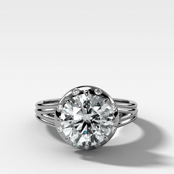 Solara Split Shank Engagement Ring with Round Cut Diamond | GoodStone