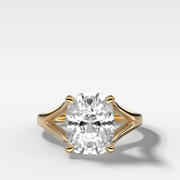 Split Shank Solitaire Engagement Ring with Elongated Cushion Cut Diamo ...