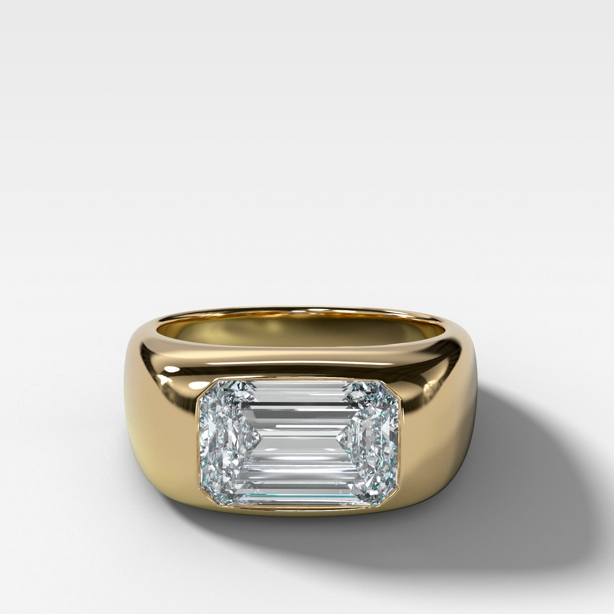 Burnished Solitaire Engagement Ring with Emerald Cut Diamond | GoodStone