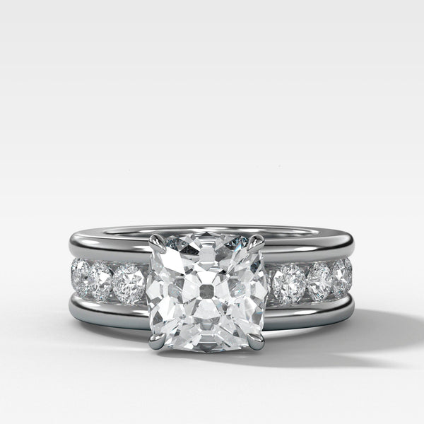 Chunky Channel Set Engagement Ring with Old Mine Cut Diamond | GoodStone
