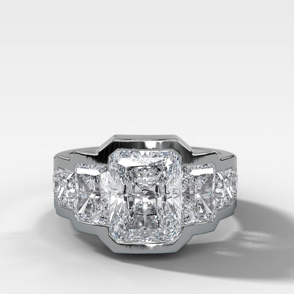 Elongated Radiant Five Stone Channel Set Engagement Ring | GoodStone