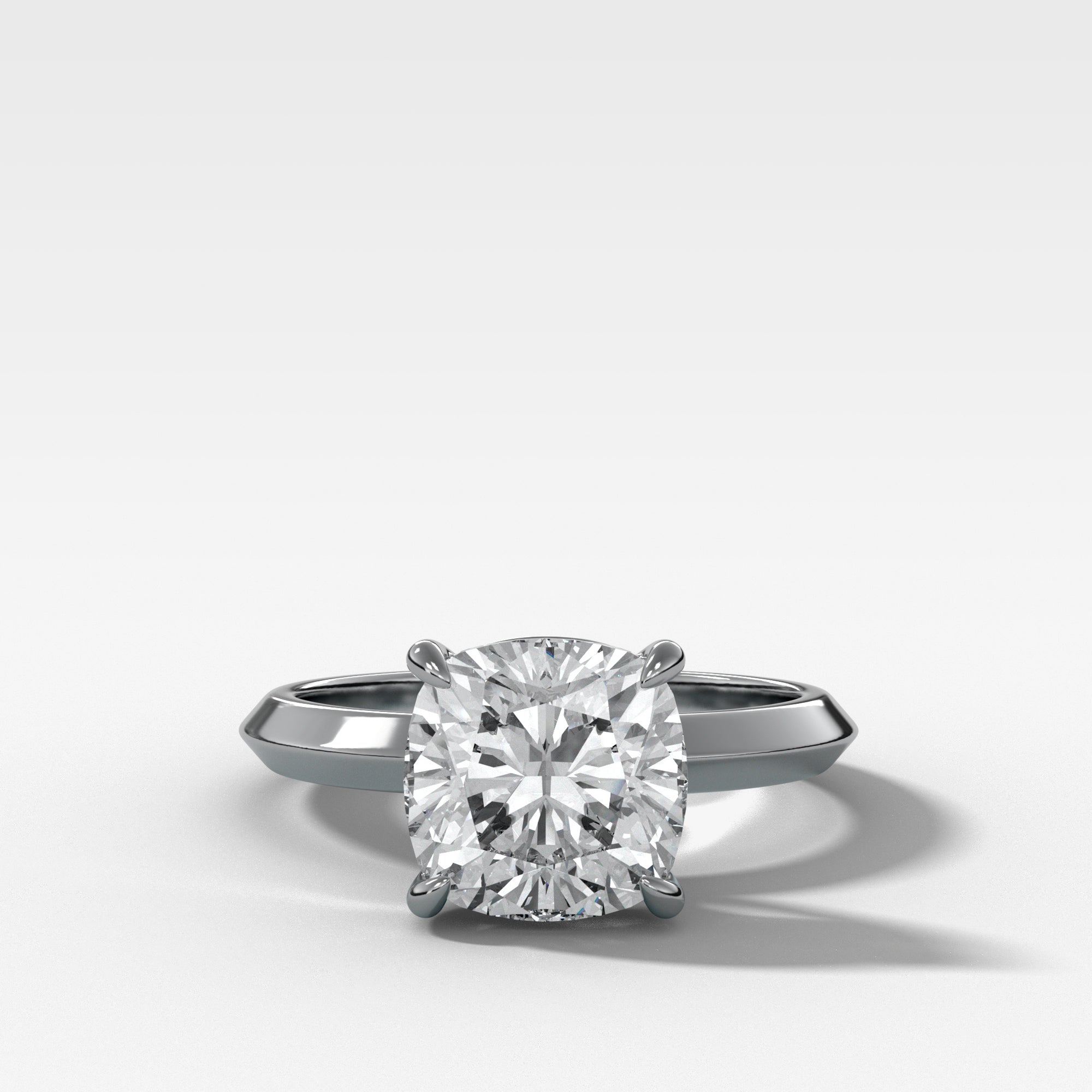 Butter Knife Solitaire Engagement Ring With Square Cushion Cut Diamond ...