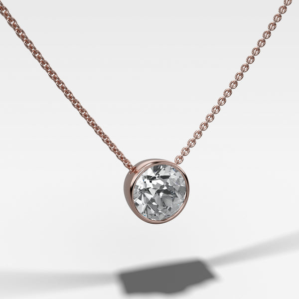 Bezel Pendant Necklace with Old Euro Cut Diamond | GoodStone