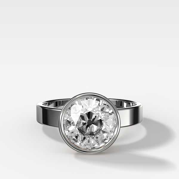 Finest Bezel Set Engagement Ring With Old Euro Cut Diamond | GoodStone