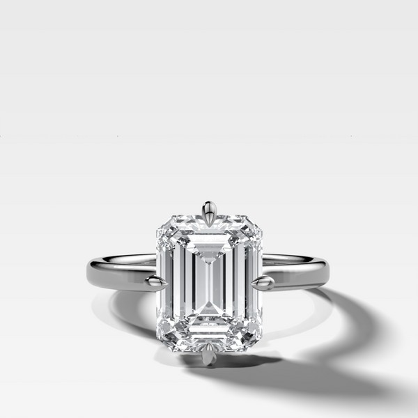 Compass Solitaire Engagement Ring with Emerald Cut Diamond | GoodStone