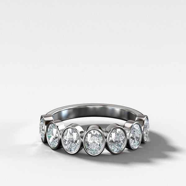 Midi Bezel Set Halfway Wedding Band With Oval Cuts | GoodStone