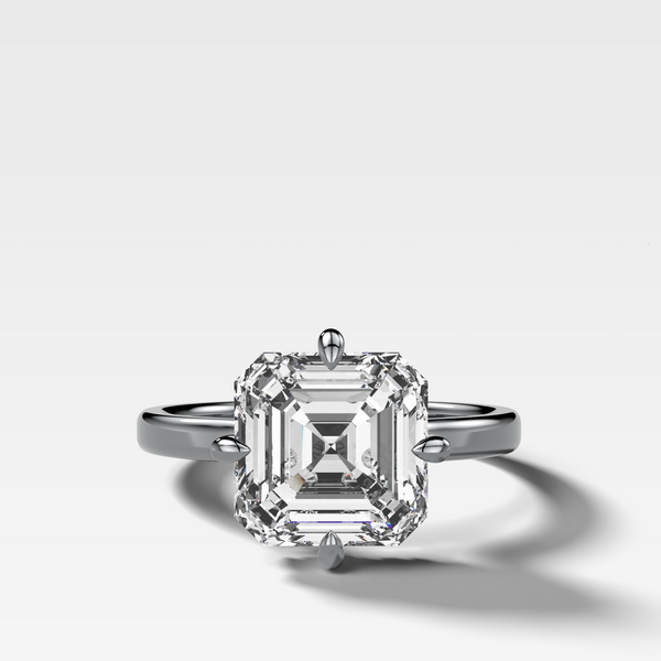 Asscher Compass Prong Solitaire Engagement Ring | GoodStone