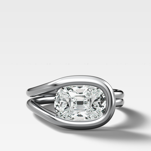 Elongated Old Mine Lasso Engagement Ring | GoodStone