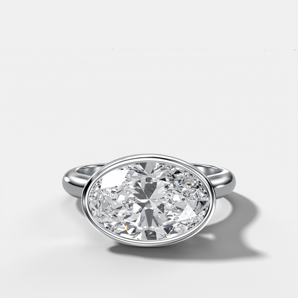 Oval Cathedral Bezel Set Solitaire Engagement Ring | GoodStone