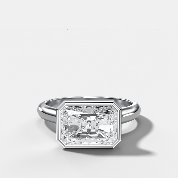 Elongated Radiant Cathedral Bezel Set Engagement Ring | GoodStone