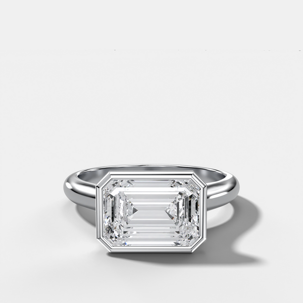 Emerald Cut Cathedral Bezel Set Solitaire Engagement Ring | GoodStone