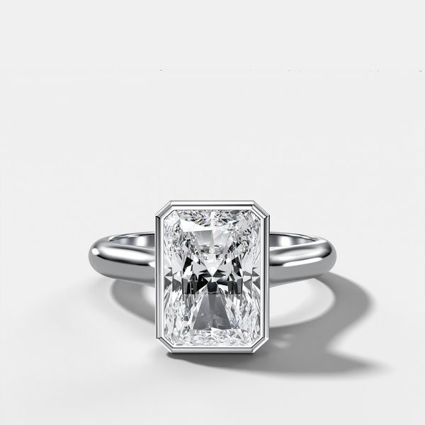 Elongated Radiant Cathedral Bezel Set Engagement Ring | GoodStone