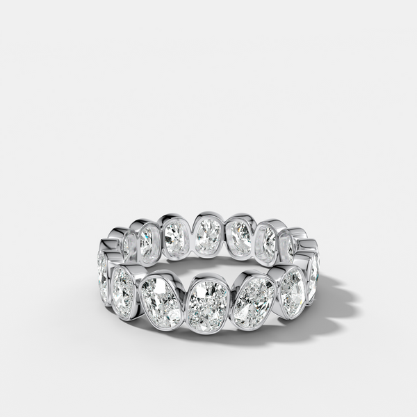 Tilted Bezel Set Eternity Band with Cushion Cuts | GoodStone