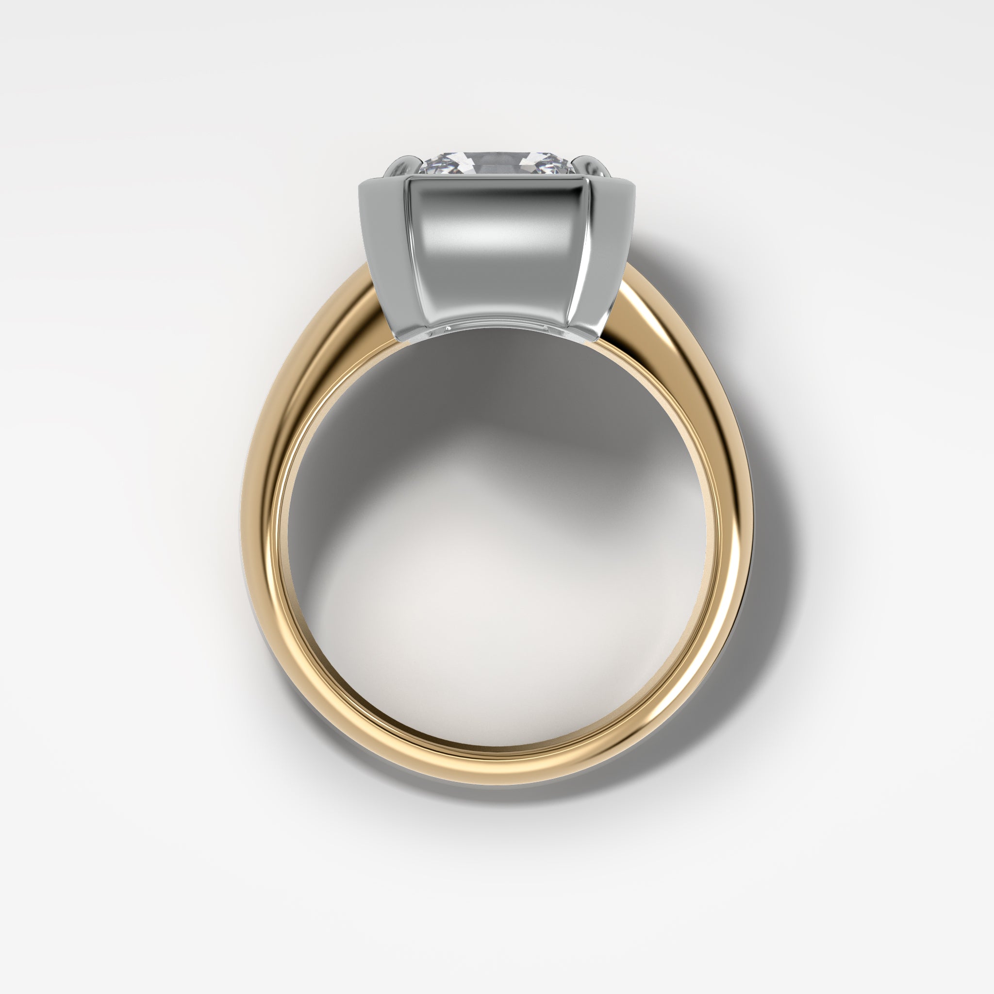 Mixed Metal Radiant Square Club Solitaire Engagement Ring | GoodStone