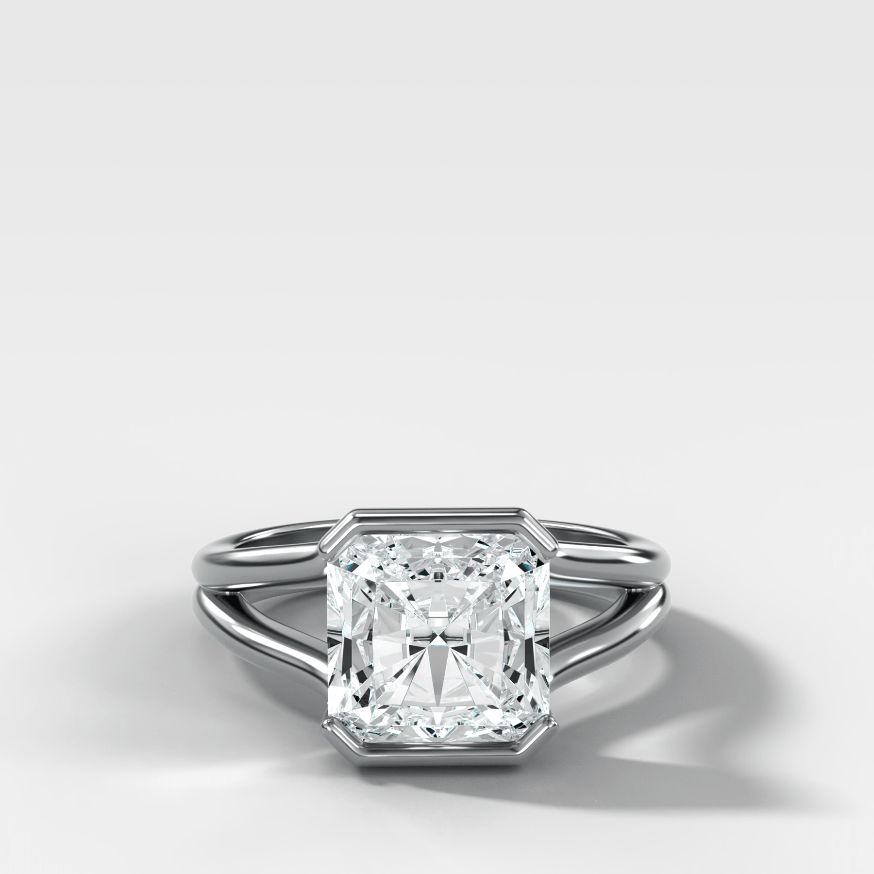 Split Shank Half Bezel Square Radiant Cut Engagement Ring | GOODSTONE