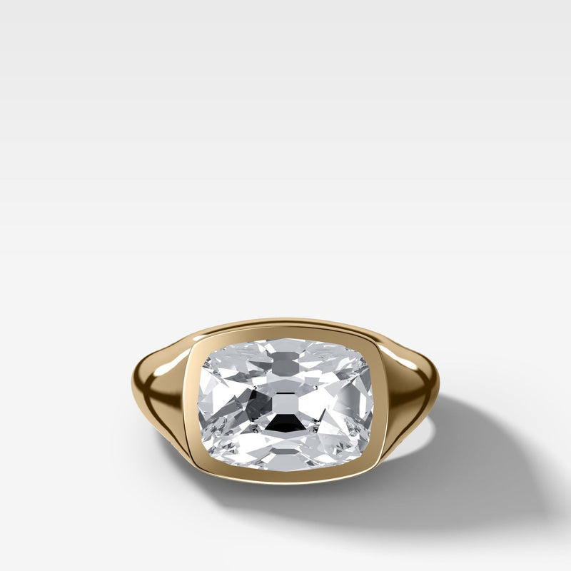 East West Old Mine Tapered Bezel Signet Engagement Ring | GOODSTONE
