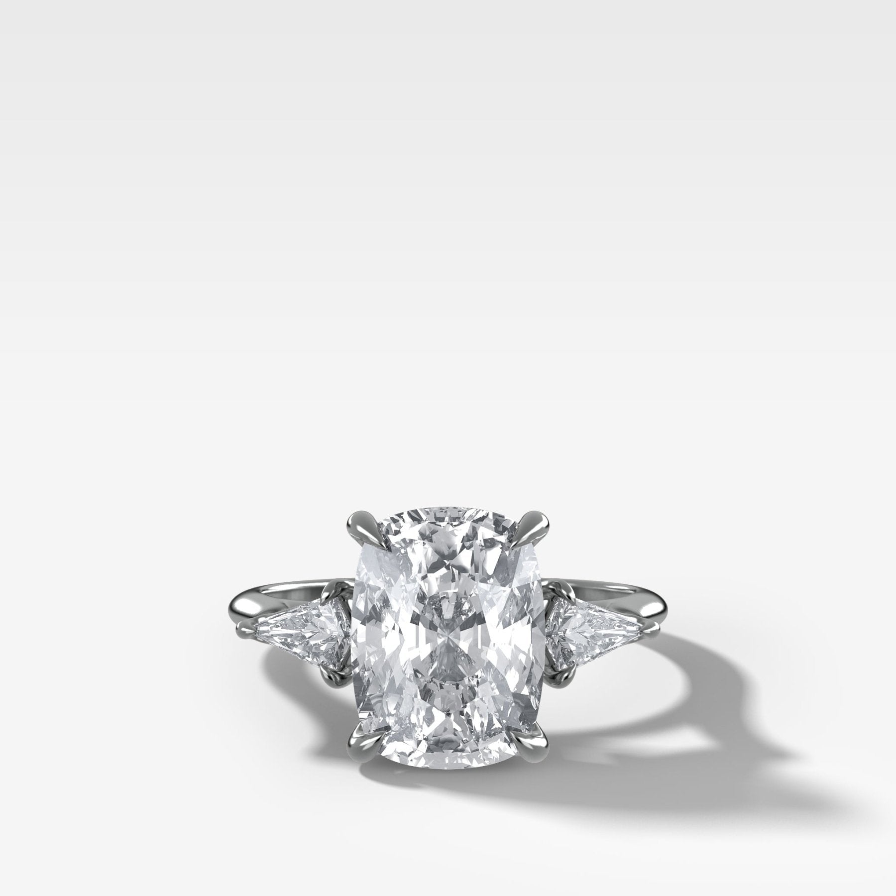 Three Stone Ring With Kite Sides and Elongated Cushion Cut | GOODSTONE