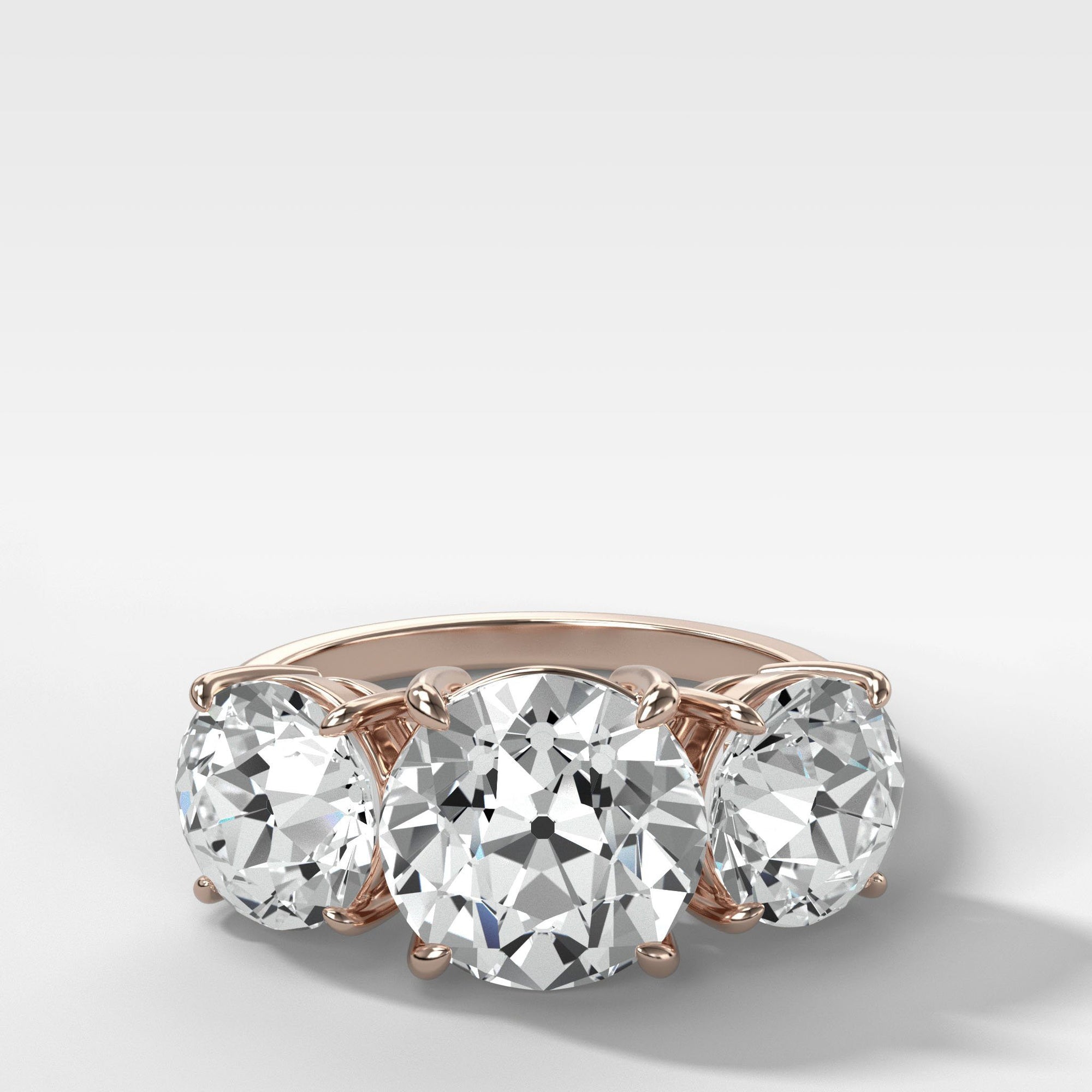 Triad Engagement Ring With Old Euro Cut Diamonds | GoodStone