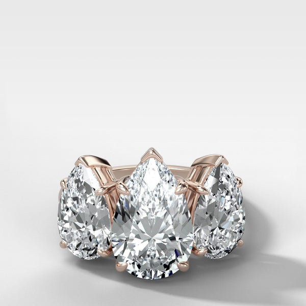 Triad Engagement Ring With Pear Cut Diamonds - GOODSTONE