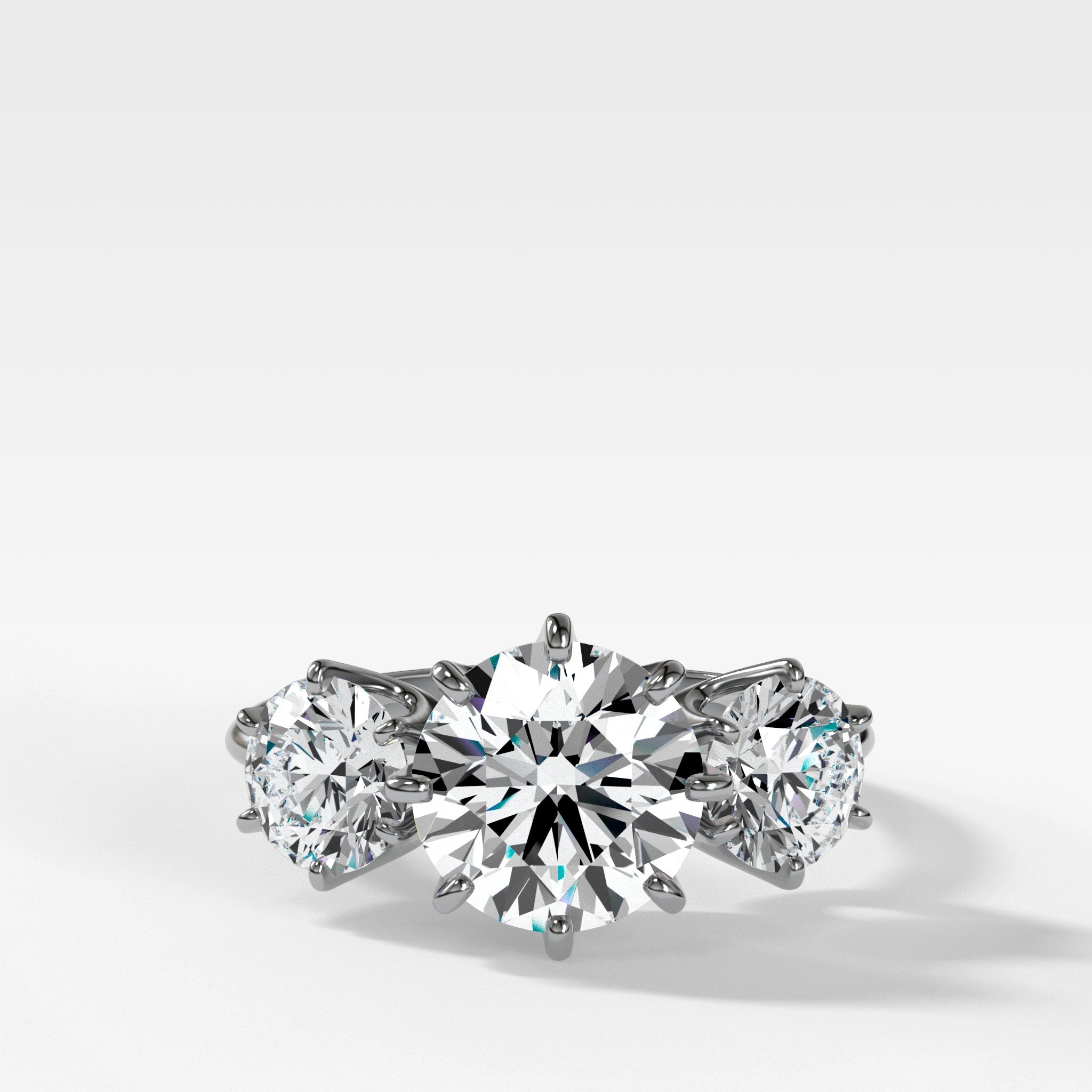 Vintage Eight Prong Three Stone Engagement Ring With Round Diamonds ...