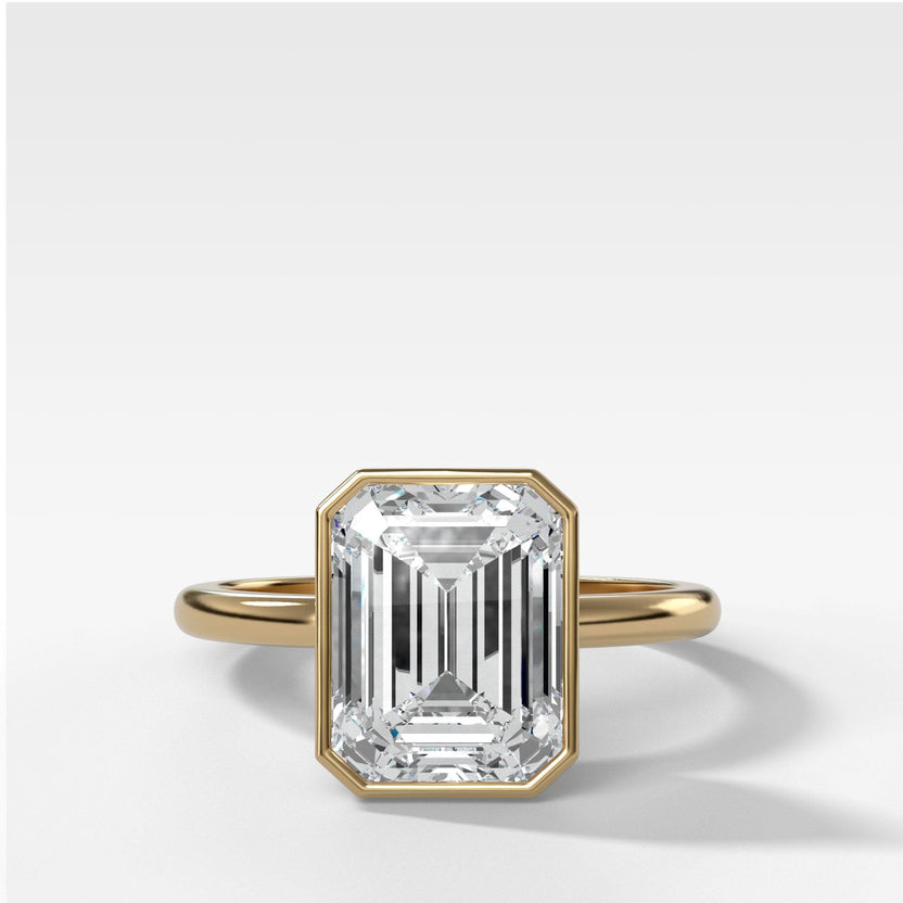 Shop Emerald Cut Engagement Rings | GoodStone Tagged "Bezel"