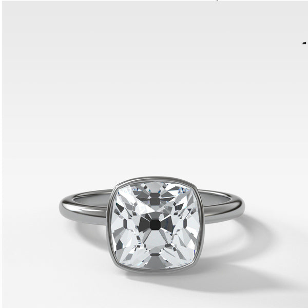 Penumbra Bezel Set Engagement Ring With Old Mine Cut | GoodStone