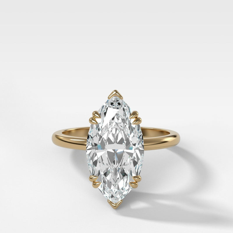 Signature Cathedral Solitaire Engagement Ring With Marquise Cut Diamon